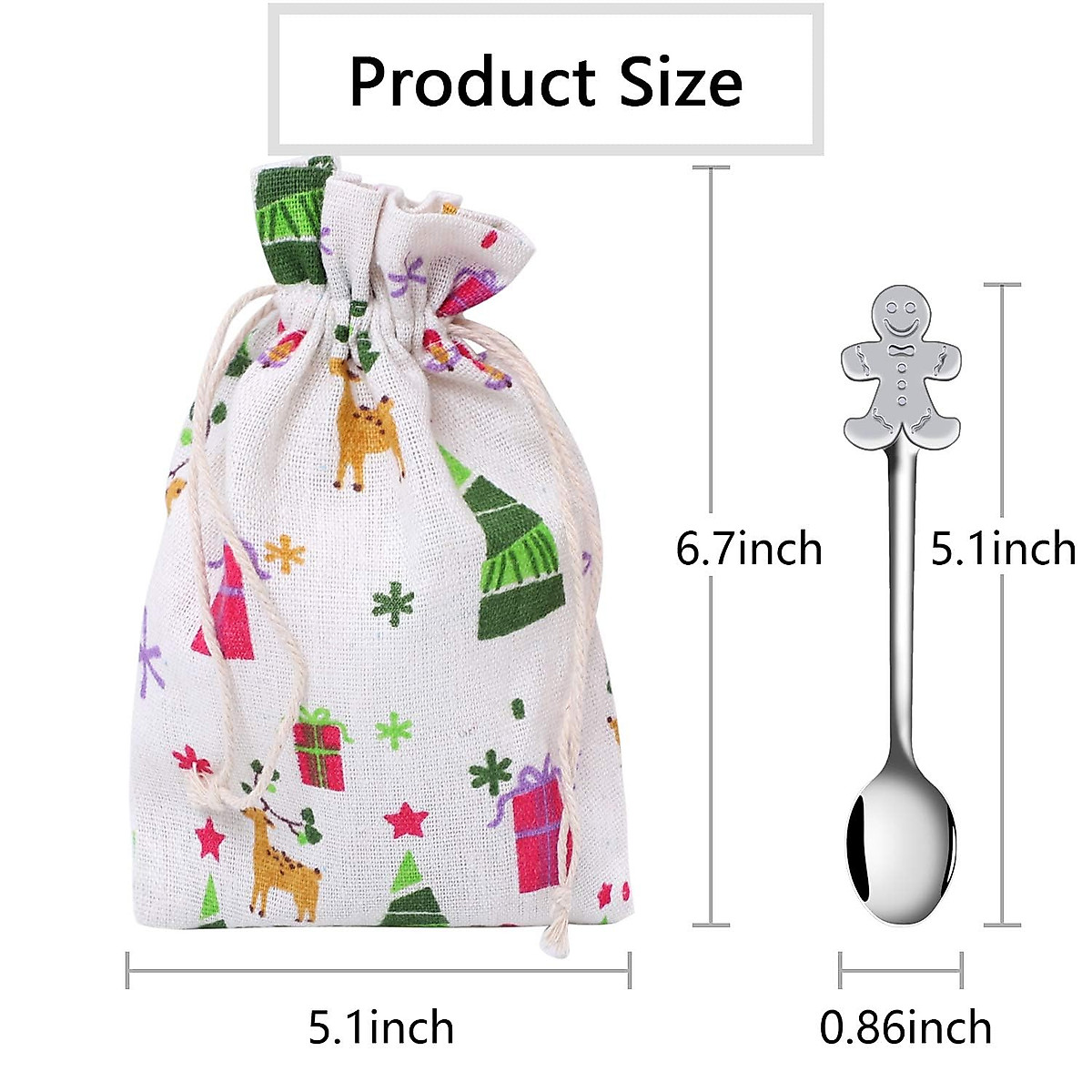 Aneco 12 Pack Christmas Mini Spoons Set Stainless Steel Spoon for Coffee Tea Soup Sugar Dessert Seasoning Ice Cream