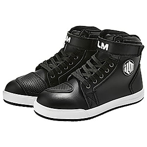 ILM Motorcycle Shoes for Men Black Waterproof Street Riding Protective Gear Breathable Powersport Anti-Slip Footwear with Ankle Support, Shift pad (Black,13)