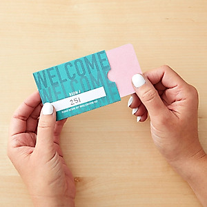 Stockroom Plus 500 Pack Hotel Key Card Envelopes, Key Sleeve for Residents, Room Card Envelope for Motel, Business, Bulk Printed Card Sleeves, Welcome Guests (Teal, 2.4x3.5 In)