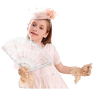 JeVenis Set of 4 Tea Party Hats for Kids Tea Party Necklace Gloves Lets Partea Bridal Shower Supplies