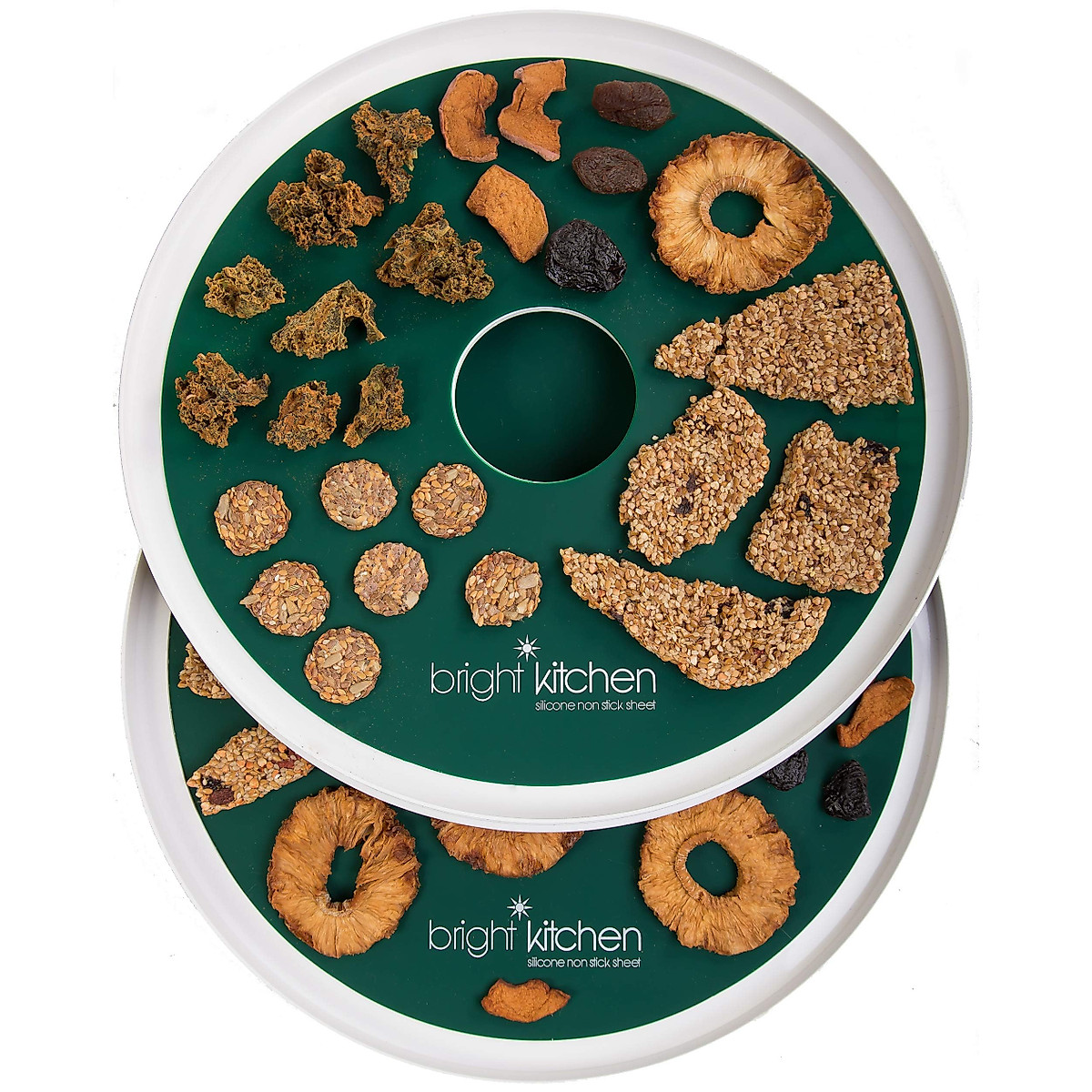 6 Silicone Dehydrator Sheets NON-Toxic for Nesco Round Dehydrators Fruit Roll Up Fruit Leather Circle ReUsable Flexible Non Stick - 6 FLAT Sheets