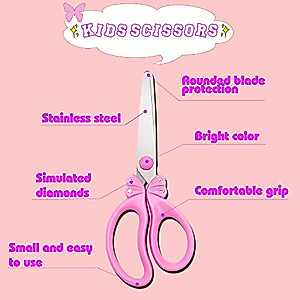 Scissors for School Kids Pink Scissors for Girl Child Safety Scissors Students Round Edge Scissors