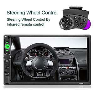 Hodozzy Double Din Car Stereo 7 inch Touchscreen Car Radios with Bluetooth Indash 2 Din Car Audio Head Unit Support Mirror Link for Android/iOS USB TF AUX FM MP5 Multimedia Player + Backup Camera