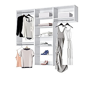 MC Modular Closets Closet Kit with Hanging Rods & Shelves - Corner Closet System - White, 79.5 inches Wide
