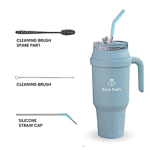 Royal Radix 50 oz Tumbler with Handle, 2 in1 Straw and Lid, Stainless Steel,Traveling Mug, maintain Cold for 24 Hours Hot 12H, Leakproof and Dishwasher Safe