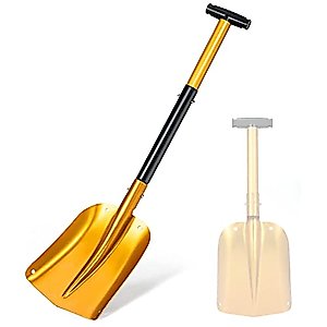 Goplus Snow Shovel for Car, 22”-32.5” Collapsible Portable Emergency Snow Removal Tool for Driveway Snowmobile Trunk, Lightweight Aluminum