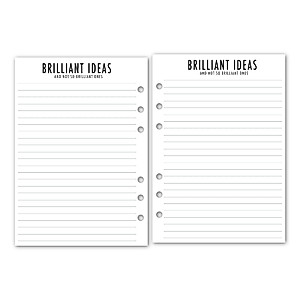 A5 Brilliant Ideas Refill Insert, 5.83″ x 8.27″, Punched for 6-Rings Binders, Choice of Quantity