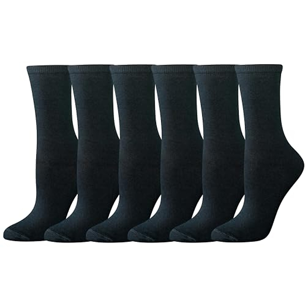 Amazon Essentials Women's Casual Crew Socks, 6 Pairs, Black, 8-12