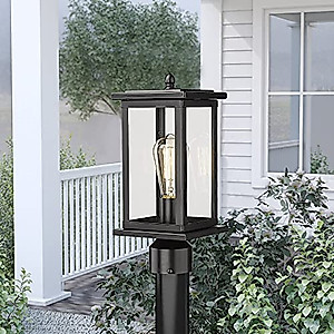 redeast Outdoor Post Light Fixture, 14.3" H Outdoor Post Lantern, Exterior Post Lamp, Outdoor Pillar Lamp for Garden, Porch, Patio, Yard and entryway