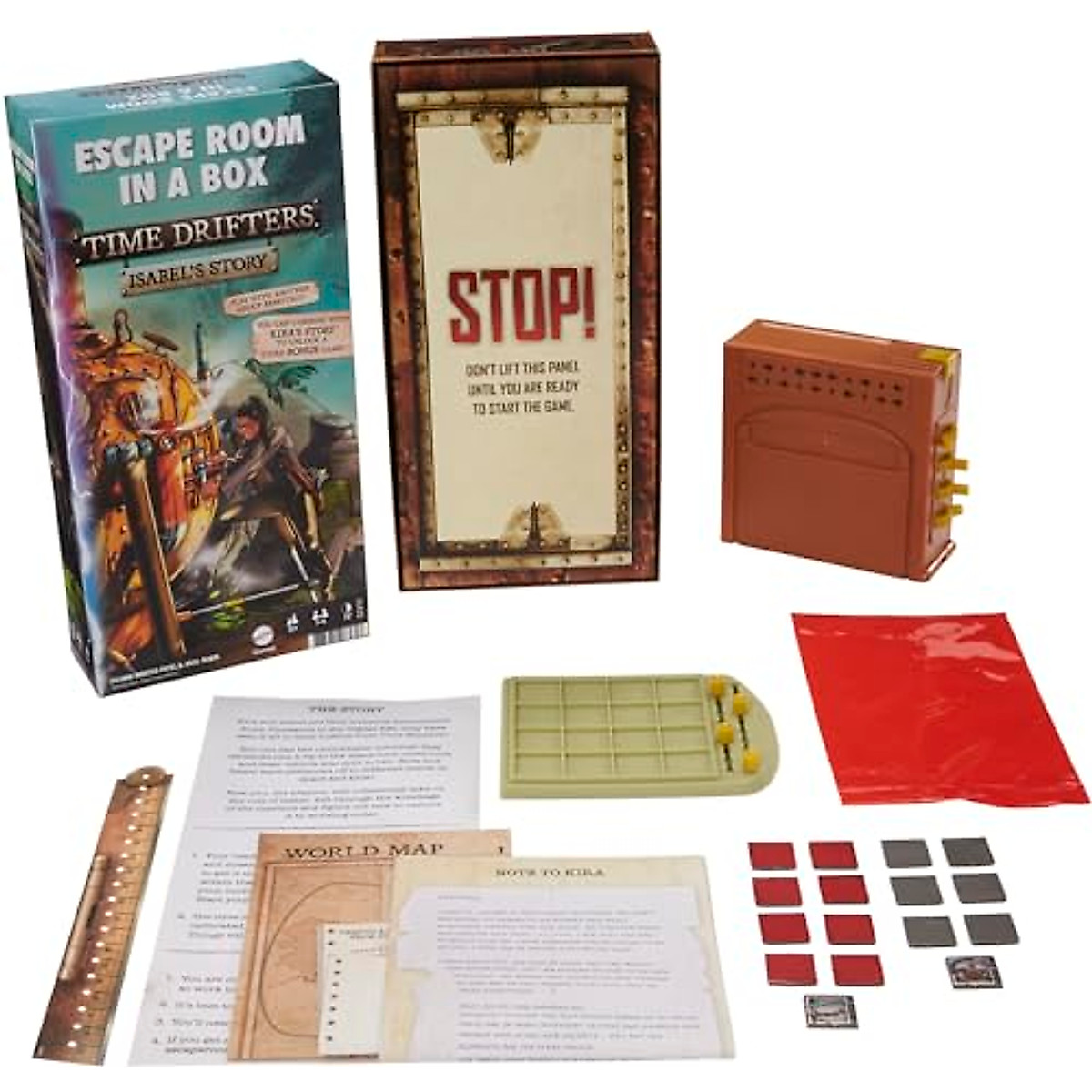 Mattel Games Escape Room in A Box: TIME Drifters ISABEL's Story Party Game for 1 to 4 Players with Clues & Puzzles, Combine with Kira's Story for Remote Play, Gift for 13 Year Olds & Up