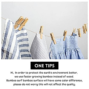 Loliyas Clothes Pins, Bamboo Wooden Clothespins Wood Clips, 40 Pack 2.4 Inch Small Close Pins Clothing Pins Clothes Pegs for Photos Crafts Pictures Baby Hanging Clothes Clothesline Laundry Clip