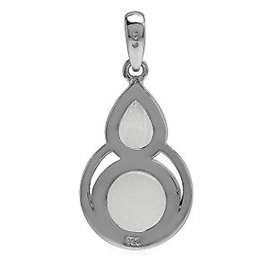 Silvershake Natural Rainbow Moonstone 925 Sterling Silver Contemporary Geometric Pendant