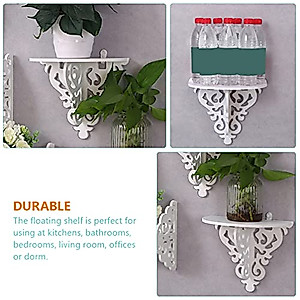 Zerodeko 2pcs Home Bracket Kitchen Organizer Simple-Shaped Mounted Flower Stands Modern Sundries Bathroom Floating Plant Flowerpot Nursery Stand Retro Decor for Holder Brackets Carving