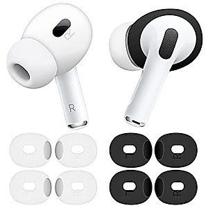 [ Fit in Case ] Ultra Thin Compatible with AirPods Pro 2 Ear Tips Eartips, Replacement Super Thin Anti Scratch Cover Skin Accessories Compatible with AirPods Pro 2nd Generation 2 White 2 Black