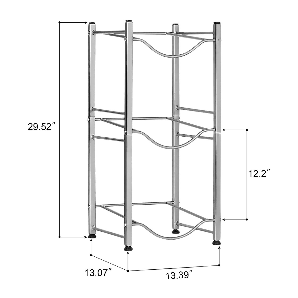 smusei Water Cooler Jug Rack 5 Gallon Water Bottle Holder 3 Tier Heavy Duty Water Jug Rack Kitchen Storage Organizer for Water Dispenser, Save Space, Silver