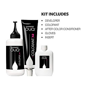 Garnier Olia Ammonia-Free Brilliant Color Oil-Rich Permanent Hair Color, 1.0 Black (Pack of 1) Black Hair Dye (Packaging May Vary)