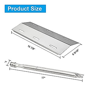 Derurizy Repair Kit Replacement for Ducane 3 Burner 3100, 3200, 3400, 30400040, DUCHD1, 30500048, 30500602, DUCHP1 Gas Grill Stainless Steel Grill Burner Tube, Heat Plate Tent Shield, 17"