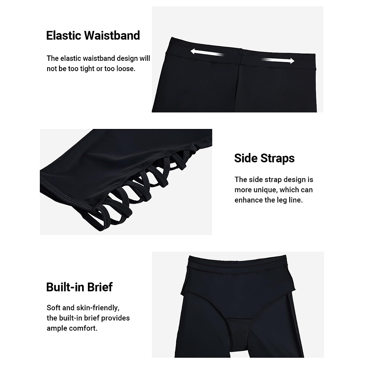 Holipick Black Plus Size Swim Pants for Women Criss Cross Swim Capris High Waisted Swim Leggings UPF 50+ Long Swim Shorts 16W