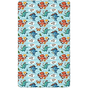 Pirates Themed Fitted Crib Sheet,Standard Crib Mattress Fitted Sheet Ultra Soft Material-Baby Crib Sheets for Girl or Boy,28“ x52“,Multicolor