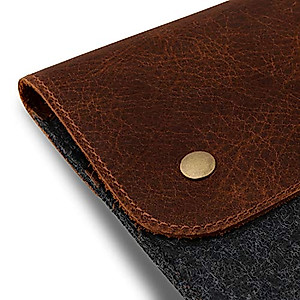 MegaGear Genuine Leather and Fleece MacBook Bag Laptop Sleeve for MacBook Pro and MacBook Air Case 14 Inch - 13 Inch (M4, M3, M2, M2, M1, Pro, Max) 13.3 Inch, iPad Pro 12.9 Inch - 2020 to 2024 Models
