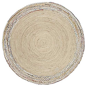 SAFAVIEH Cape Cod Collection 5' Round Ivory / Light Beige CAP207B Handmade Braided Jute Area Rug
