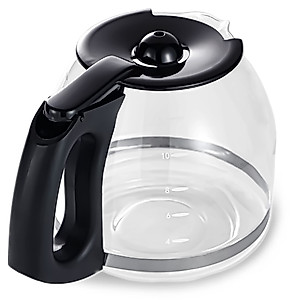 BESBARISTA 12-Cup Glass Replacement Carafe for Mr. Coffee Model #SK12, SK13, EHX23, JWX31, SJX23, SJX39 (Black, Replaces PLD12-RB)