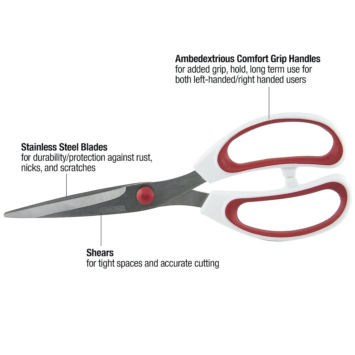 SINGER 00450 8-Inch All Purpose Scissor with Comfort Grip, ,