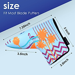 Lusehieon Leather Blade Putter Cover Magnetic, Golf Blade Putter Headcover Tropical Protective Putter Head Covers(Blue)