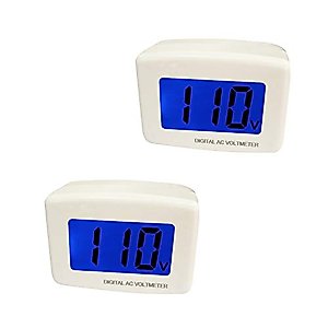 Proshopping 2 PCS AC 110V Flat Plug Voltage Meter, Digital Voltmeter Display Gauge, Voltage Monitor Tester, Auto Power Line Volt LCD Panel Indicator -for Household Wall Plug in Outlet, RV (AC 80-300V)