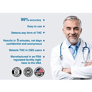 2 Pack - DrugExam Made in USA Most Sensitive Marijuana THC 15 ng/mL Single Panel Drug Test Kit - Marijuana Drug Test with 15 ng/mL Cutoff Level for Detecting Any Form of THC (2)