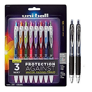 Uni-ball 1937262 207 Gel Pens, 0.7mm Medium Point, Assorted Colors, Pack of 8 Plus 2 Bonus, Packing may Vary