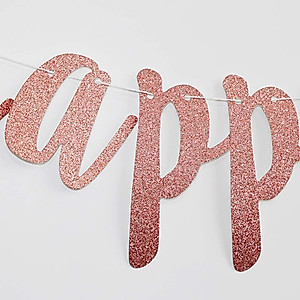 Happy Sweet 16 Banner, 16th Birthday Party Sign, Sweet Sixteen Party Supplies (Pink)