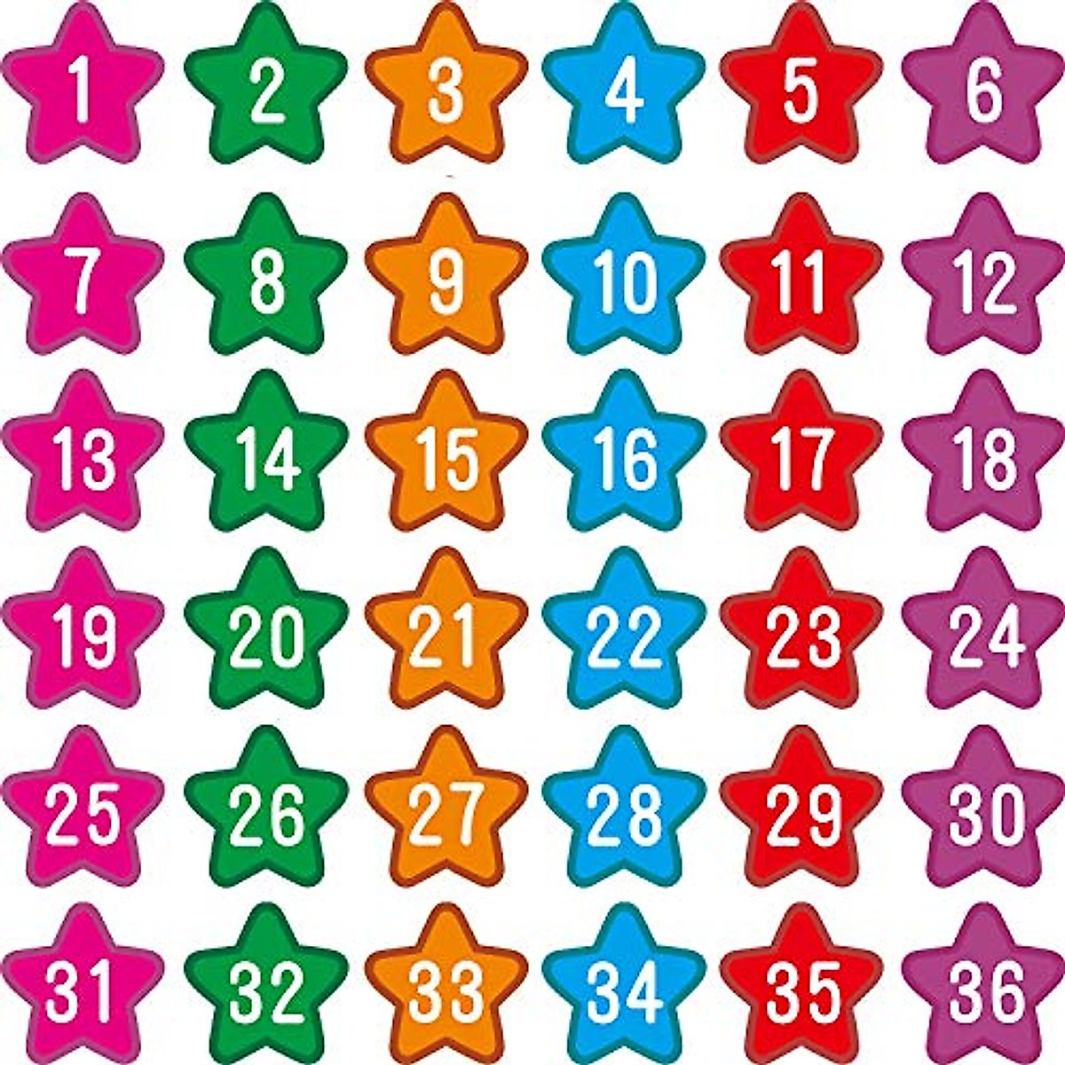 48 Pieces Number Spot Markers and Labels Star Shaped Carpet Markers Classroom Line Up Spots Helpers Cute Colorful Carpet Markers with Number
