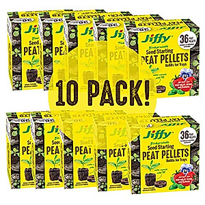 Jiffy 36mmPlant-Based Expanding Peat Pellet Refills (36 Count), 10-Pack