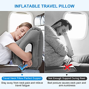 HOMCA Travel Pillow, Portable Head Neck Rest Inflatable Pillow from, Design for Airplanes, Cars, Buses, Trains, Office Napping, Camping - Includes Free Eye mask