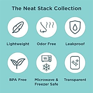 ZOKU - Nested Food Storage Containers with Freezer Pack, Leak Proof with Airtight Lids, for Sandwiches, Lunches, Leftovers and more, Easy to Clean, Reusable, BPA Free (Neat Stack) (11 Piece)