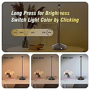 liveMAX Rechargeable Table Lamp,Cordless Table Lamp,Touch Dimmable Wireless Lamp in Aluminium,5000mAh Battery Desk Lamp for Home/Restaurant/Outside Dining/Dinner/Patio(Brown)