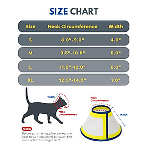 MIDOG Cat Cone, Protective Adjustable Pet Cone Collar for After Surgery, Soft Cat Recovery Collar to Stop Licking Wounds, Comfortable Lightweight E-Collar for Cat Kitten, Not Block Vision (Yellow, M)