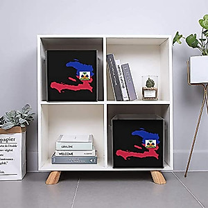 Haitiflag Map Collapsible Storage Bins Basics Folding Fabric Storage Cubes Organizer Boxes with Handles