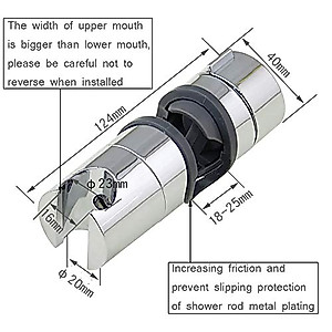 Kaxich Replacement Hand Shower Bracket for Slide Bar 18-25MM Adjustable Rail Shower Head Holder, Chrome Finished