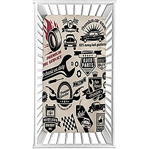 Microfiber Fitted Crib Sheets, Boy Car Print Bedding Cover,Toddler Mattress Ultra-Soft Breathable Sheet,Fits Baby Standard Crib Mattress Sheet 28"x 52"x 8'' Baby Boys Girls