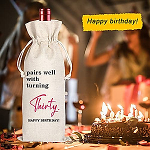 Maydvdv 30th Birthday Gift|Thirty Year Birthday Wine Bag|Personalized Wine Bag|30th Birthday Party Favors|Party Decor Wine Bag|Pairs Well With Turning Thirty Wine Bag(11MA03)