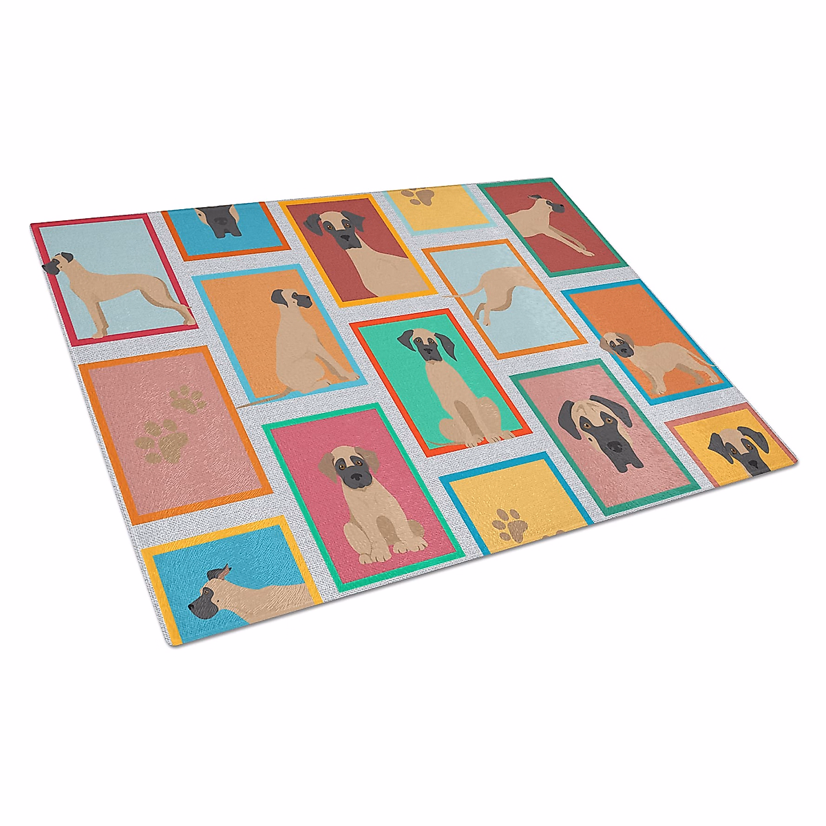 Caroline's Treasures MLM1157LCB Lots of Fawn Great Dane Glass Cutting Board Large Decorative Tempered Glass Kitchen Cutting and Serving Board Large Size Chopping Board