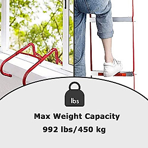 Niczu Metal Fire Escape Ladder with Anti-Slip Rungs for Home Use, Portable Emergency Escape Safety Ladder from Balcony, Withstand Weight up to 992 lbs,10M/32FT