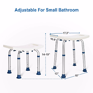 Zler Shower Chair, Adjustable Shower Seat 300lb, Medical Tool Free Shower Chair for Bathtub, Heavy Duty Shower Stool, Bath Seat Bench for Elderly, Senior, Handicap, Disabled
