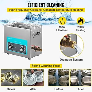 Ultrasonic Cleaner with Heater Timer Control, Lab Water Drain - Ideal for Solution Cleaning