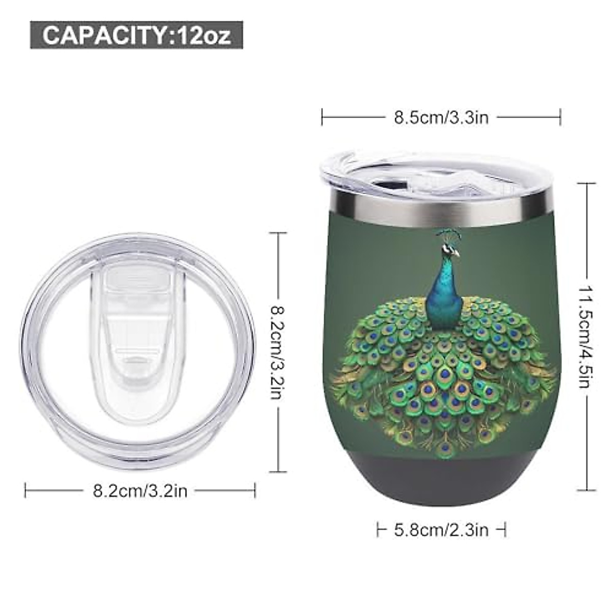 OPTKSNCU 304 Stainless Steel Insulated Cup with Lid, Peacock with Tassels Print Durable, And Easy to Clean – Ideal for Home, Office, And Gift Giving
