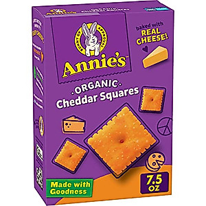 Annie's Organic Cheddar Squares, Baked Cracker Snacks, 7.5 oz