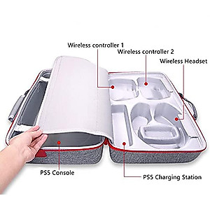KANG YU Storage Carrying Case Hard Shell Compatible with PS5,Waterproof shoulder bag Compatible with Playstation 5 Console , Storage Controllers, Cables and Other Accessorie