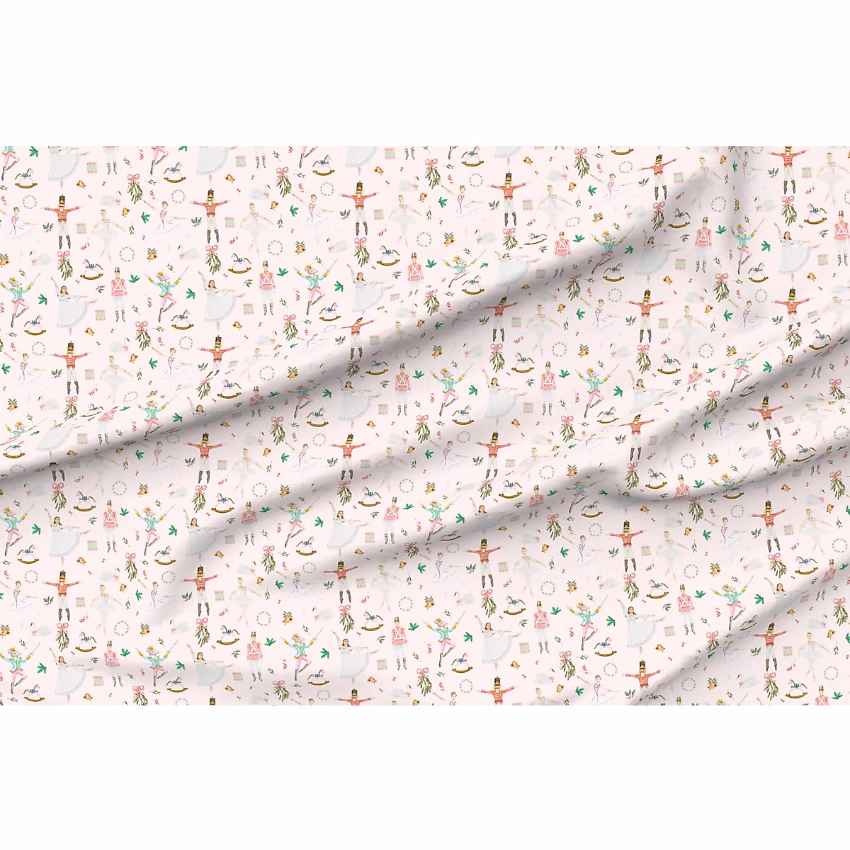 Spoonflower Fabric - Nutcracker Ballet Pink Winter Holiday Christmas Watercolor Swan Fairy Printed on Petal Signature Cotton Fabric by The Yard - Sewing Quilting Apparel Crafts Decor